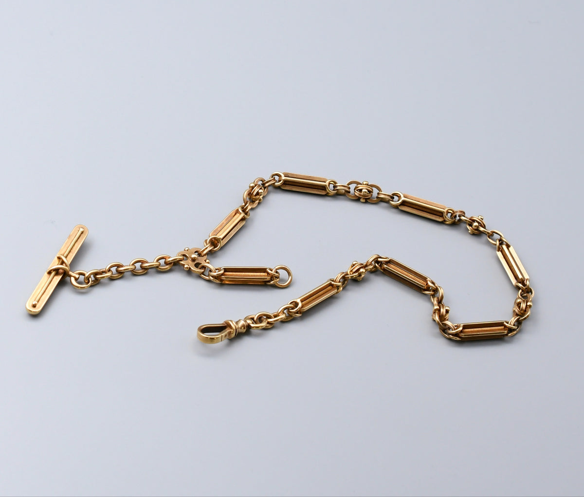 Substantial Antique Solid 14K Gold Ornate Link Watch Chain, 15&3/8 Inc ...